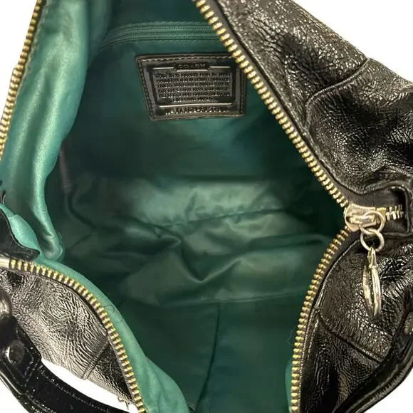 Coach | Bags | Coach Poppy Hobo Bag Shoulder Purse Black Patent Leather ...